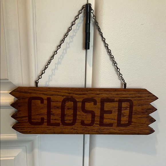 Other | Vintage Closed Oak Wood Hanging Store Sign | Poshmark